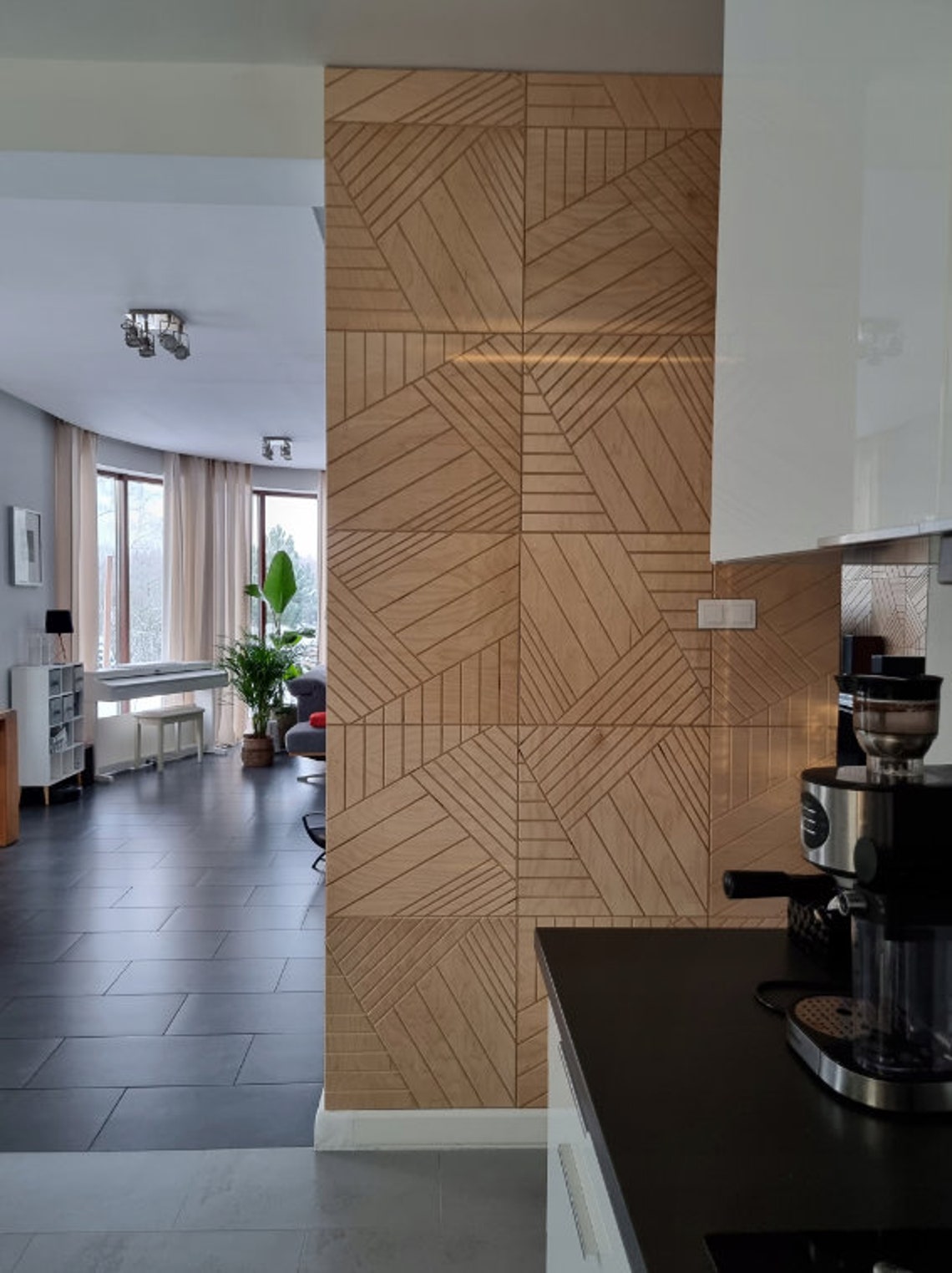 4 PANELS SET Decorative Wall Panel Wooden Geometric Wall Panel ...