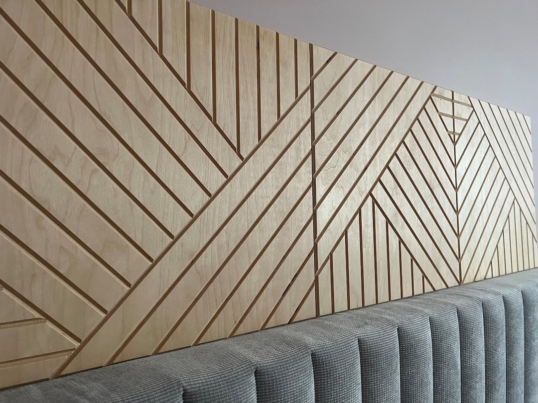 3 PANELS *SET* Decorative Wall Panel - Symmetric Lines - Natural Birch ...