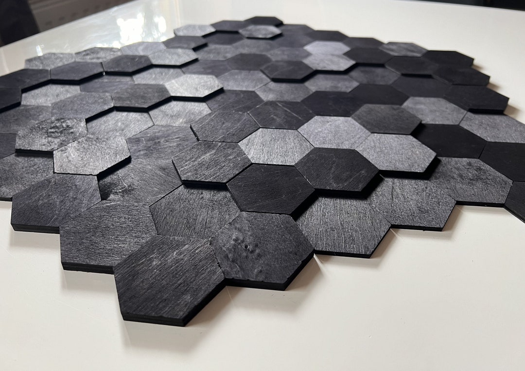 SET 76 PCS I Hexagon 3D Wooden Wall Panel I Modern Wall Decor I Wood ...