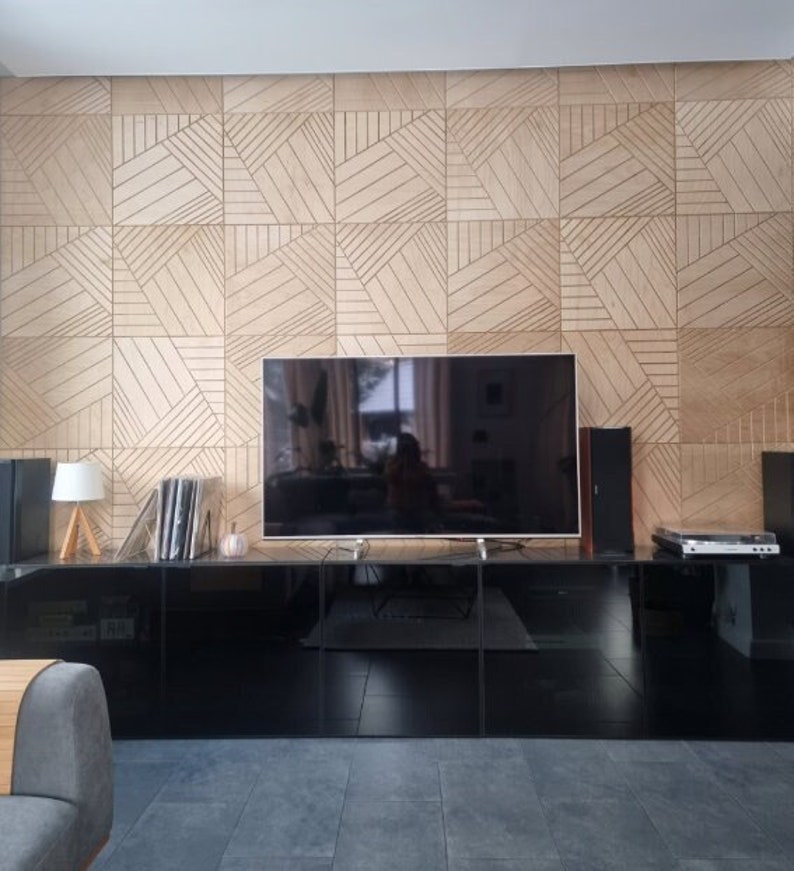 4 PANELS SET Decorative Wall Panel Wooden Geometric Wall Panel ...