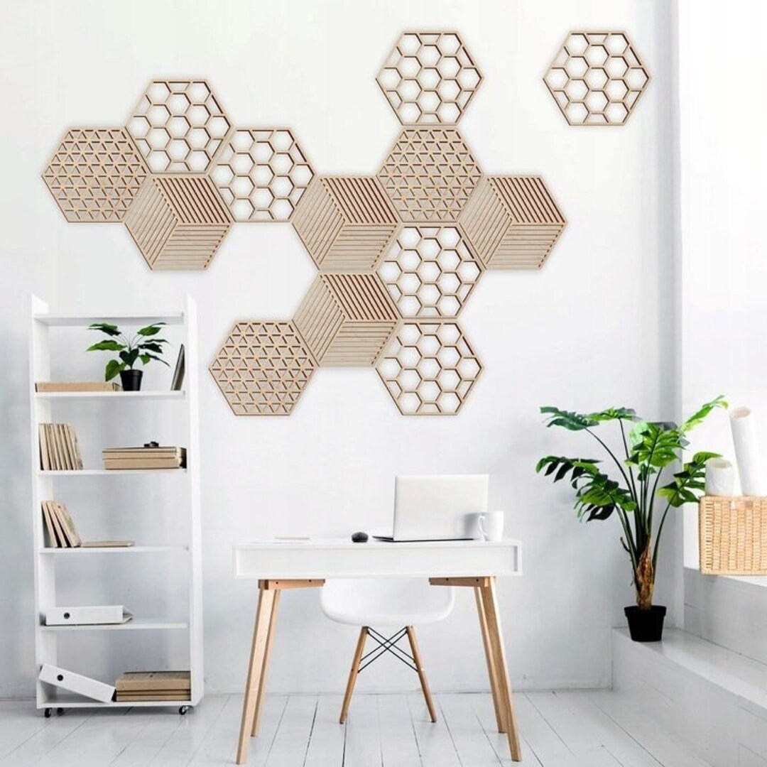 Hexagon Wall Panel I Birch Plywood Wall Panel I Modern Wall Decor I ECO ...