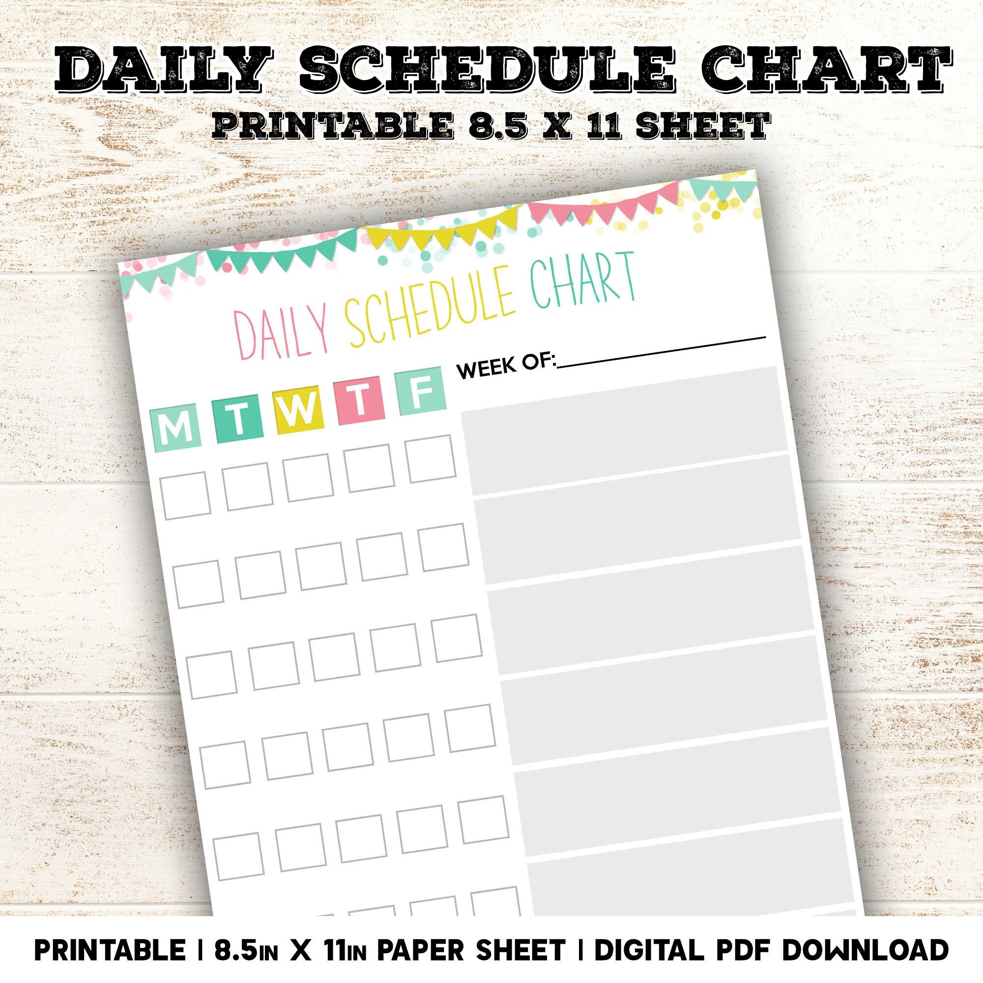 Daily Schedule Chart Printable Chart Sheets Printable PDF - Etsy Hong Kong