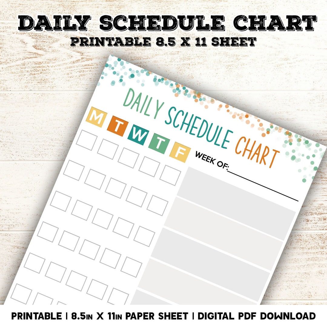 Daily Schedule Chart Printable Chart Sheets Printable PDF - Etsy Ireland