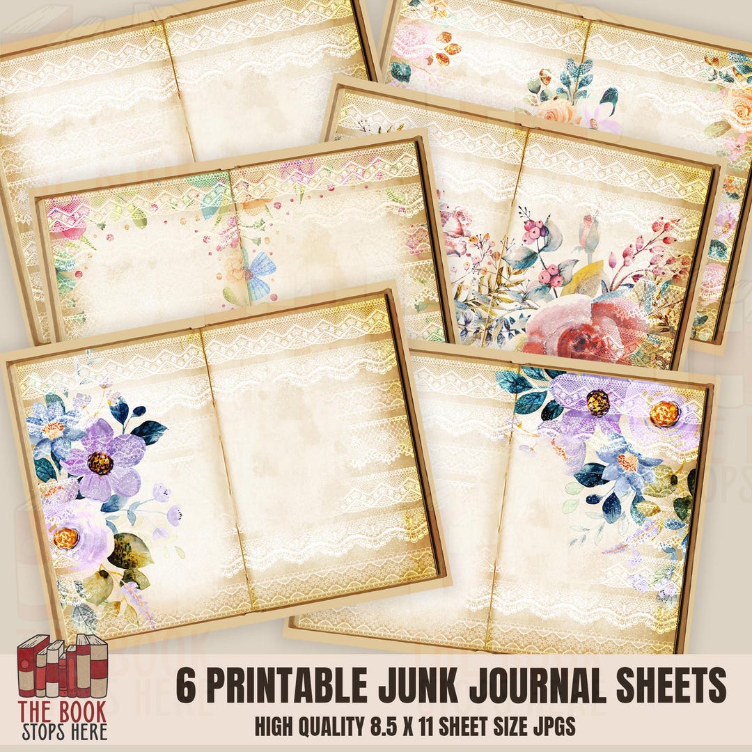 6 Printable 8.5 X 11 Junk Journal Sheets, Blank Junk Journal Pages ...