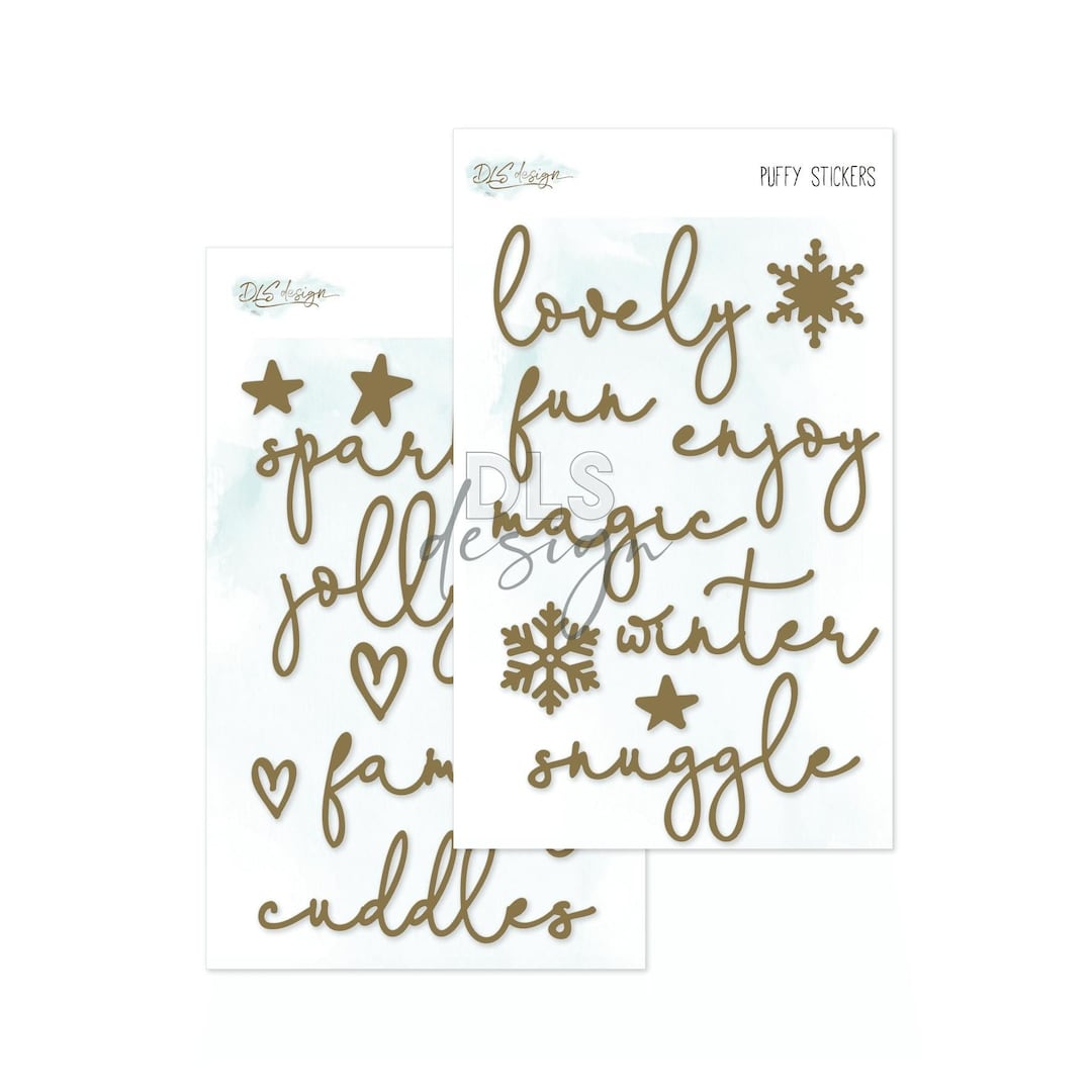 Puffy Stickers Gold Foil Words - Etsy