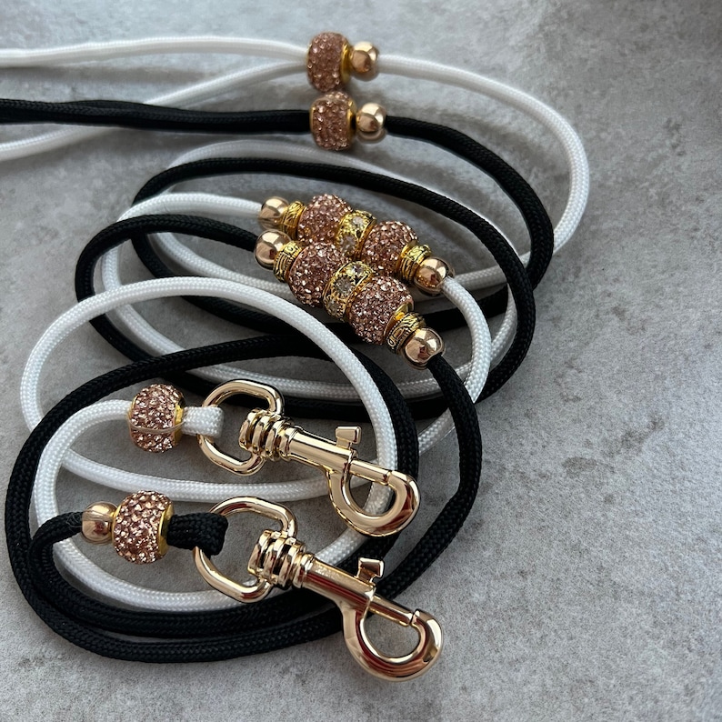 Paracord Dog Show Leash: Strong Rope With Shiny Beads - Etsy