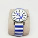 Women's Quartz Watch With Marine Anchor Pattern, White and Blue Stripes ...