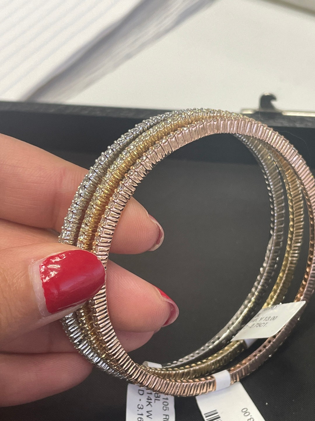 Tricolor Diamond Bangles - Etsy