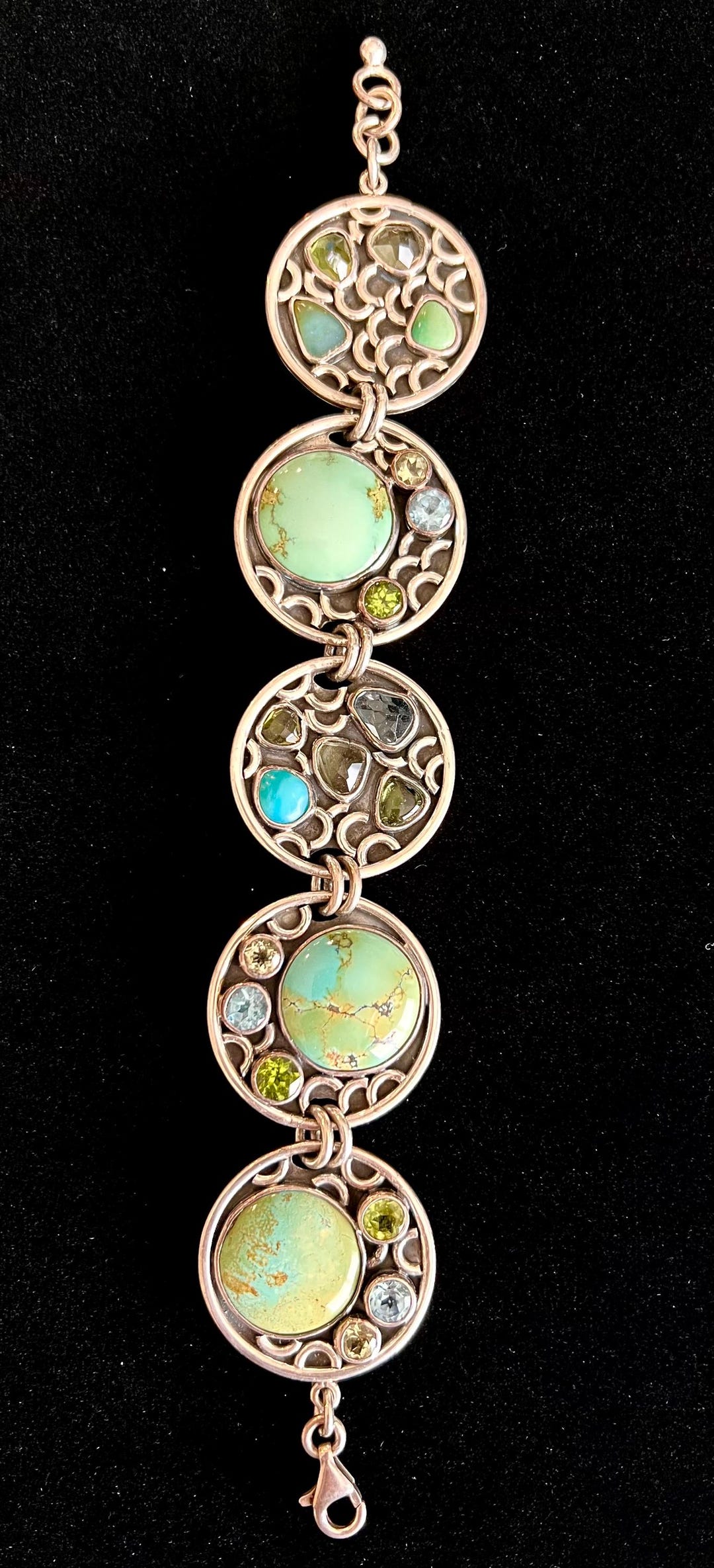 RARE Vintage New Old Stock Echo of the Dreamer Sterling .925 Bracelet W/ Turquoise, Blue Topaz ...