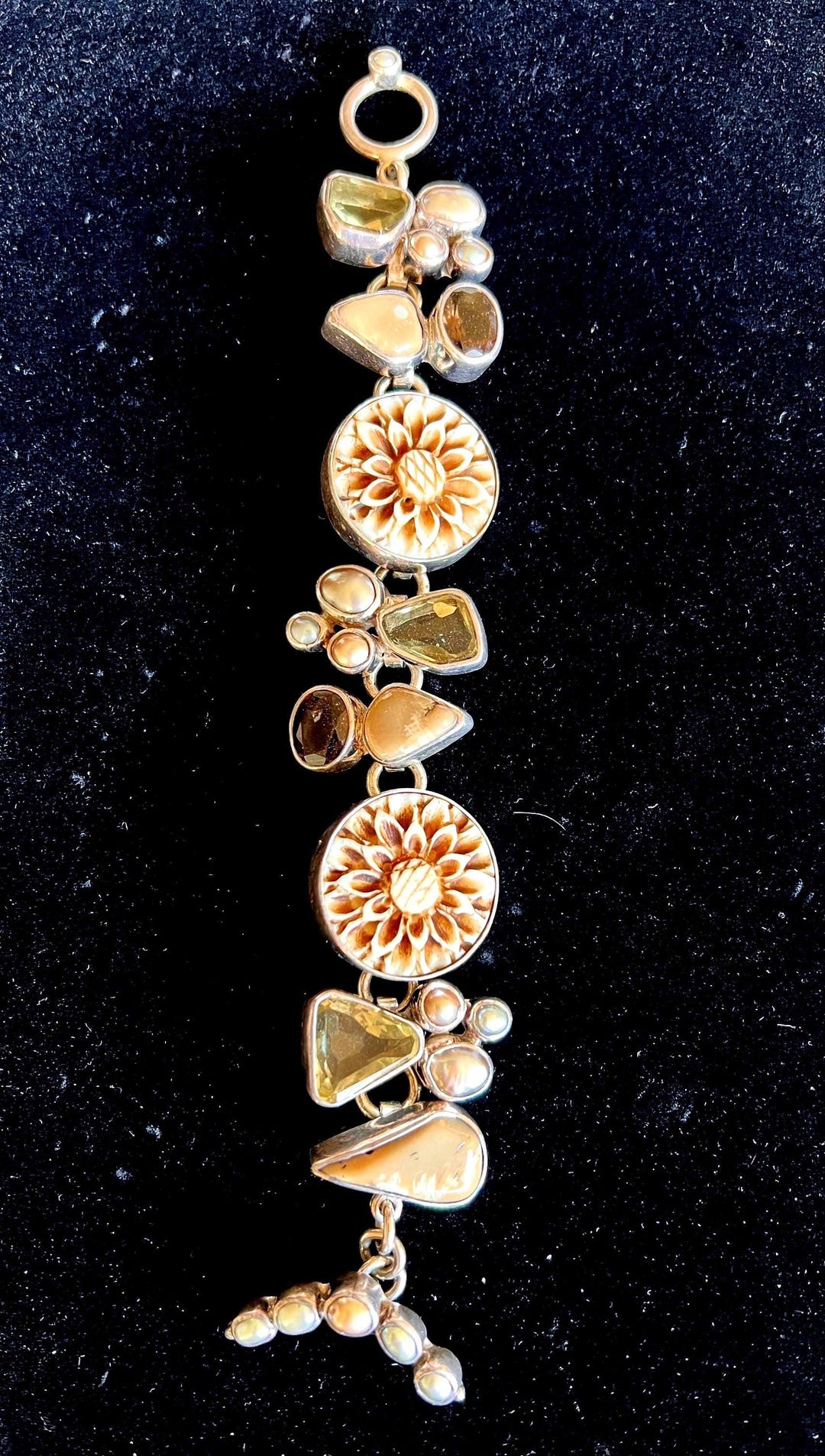 RARE Vintage New Old Stock Echo of the Dreamer Sterling Bracelet W/topaz, Spinel, Jadeite ...