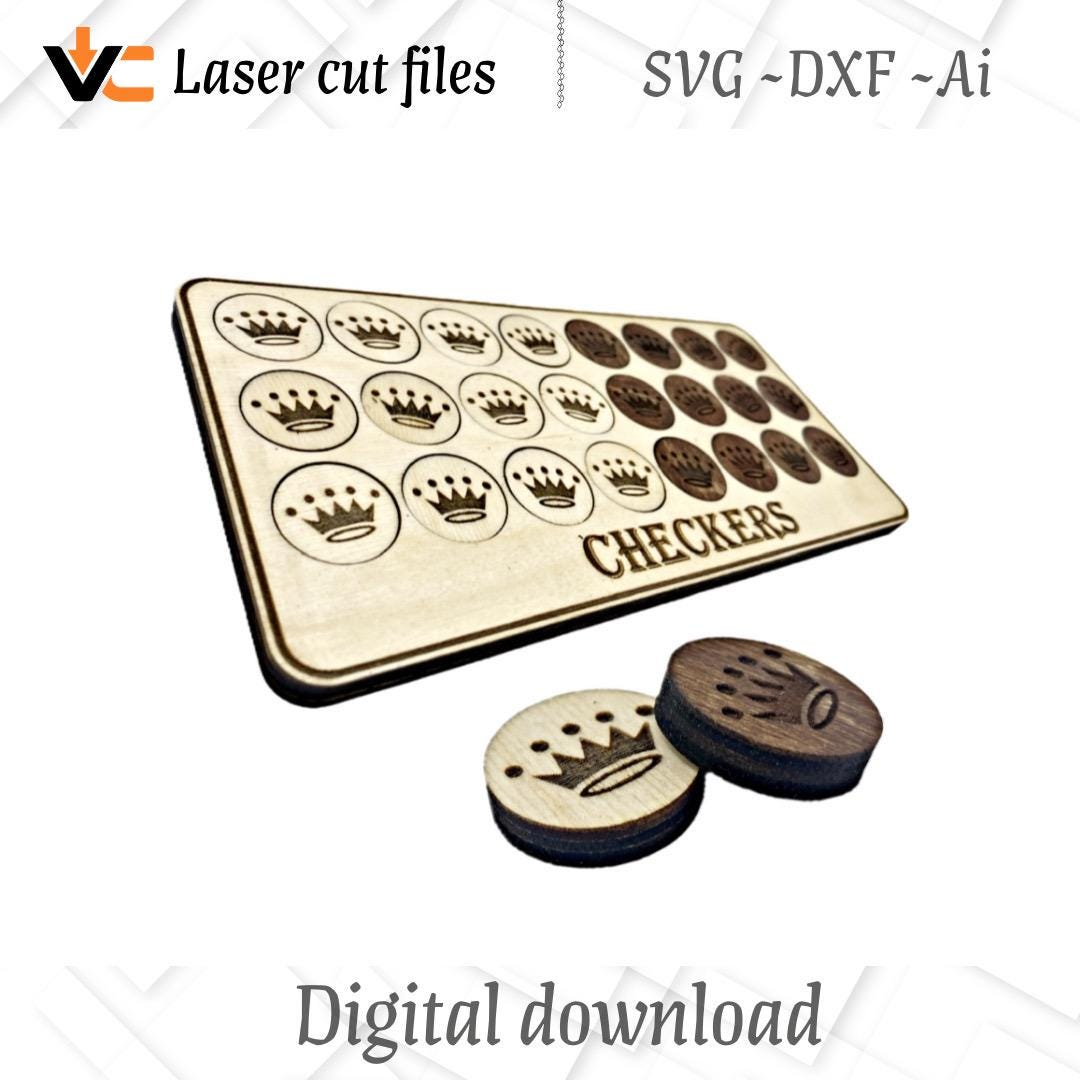 Digital SVG,AI & DXF Files to Make Wooden Replacement Checkers Pieces ...