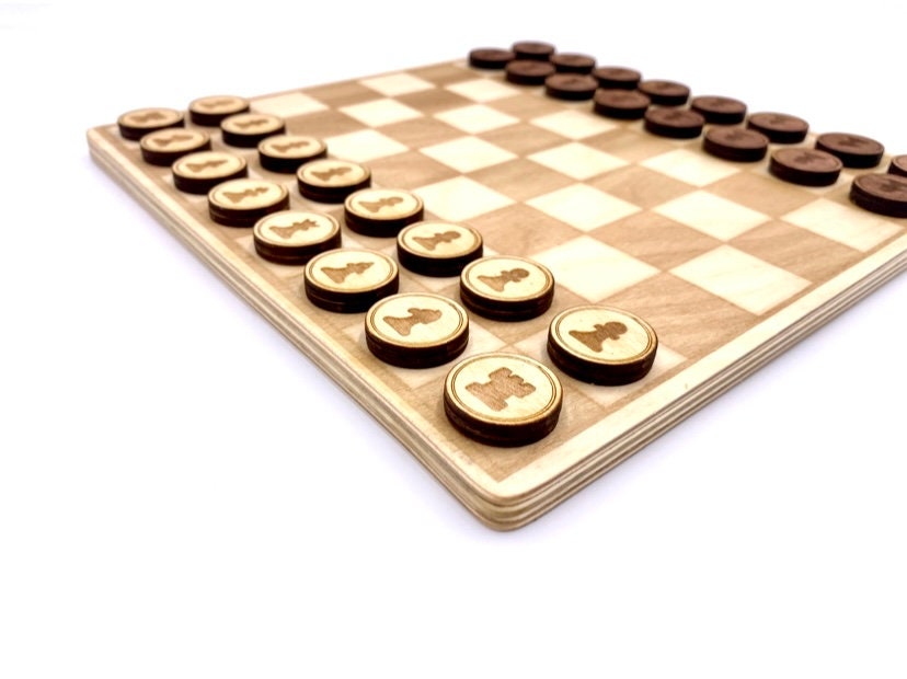 Chess & Checkers Laser Cut File SVG DXF Ai – DIY Combo Game Board ...