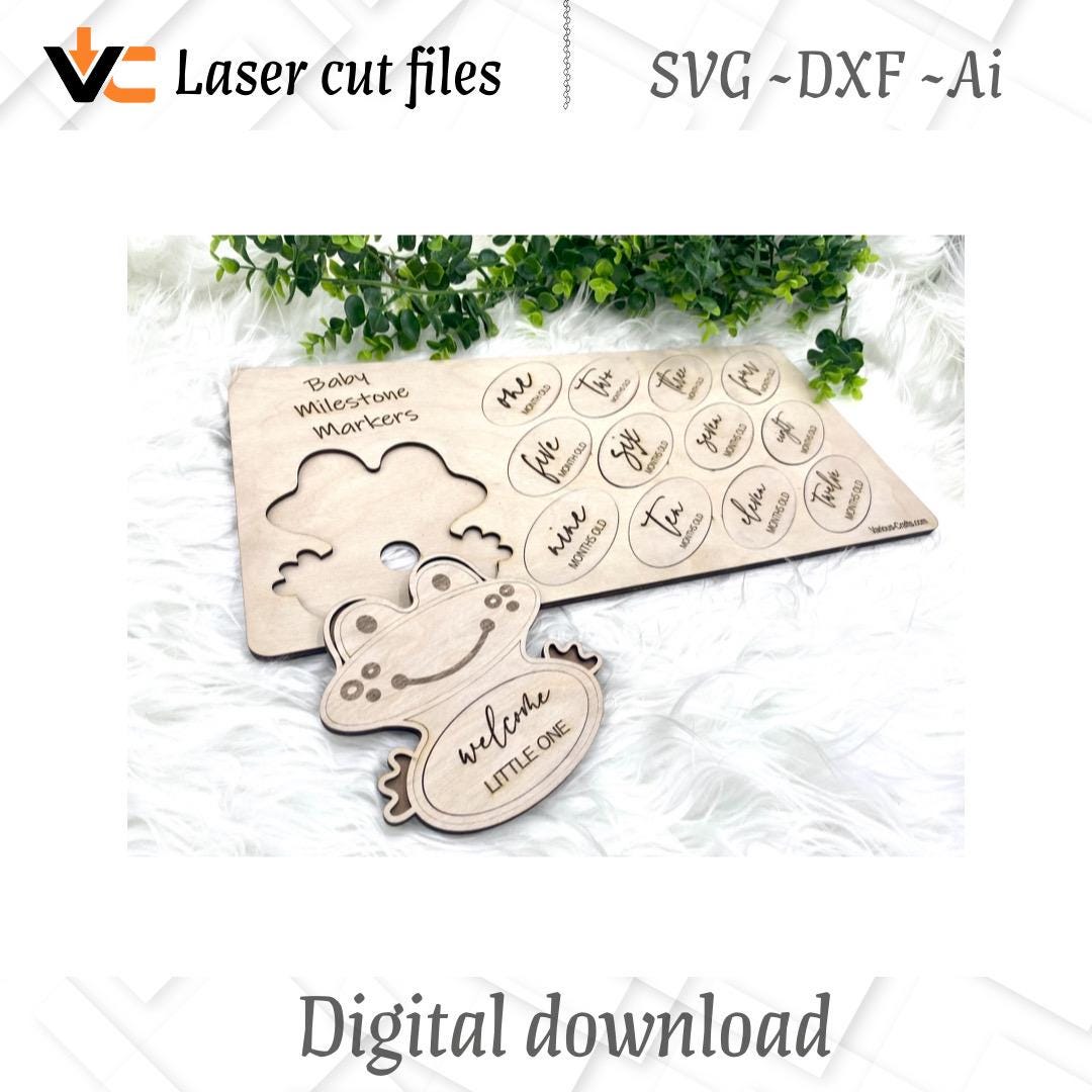 Digital SVG AI DXF Files Laser Engraving Frog Milestones Set With ...