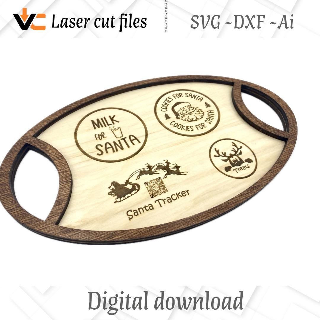 Digital Santa Tray and Tracker SVG, AI, and DXF Files for Christmas Fun ...