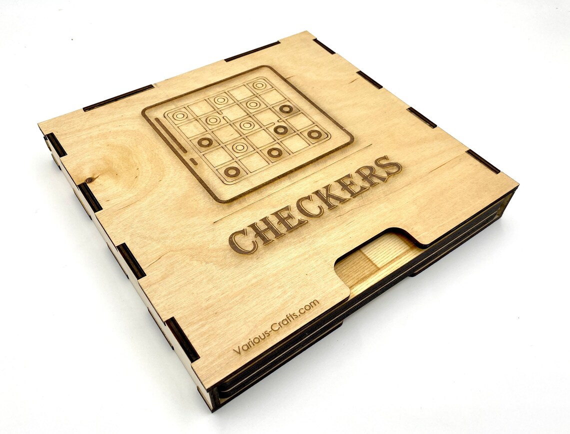 Laser Cut Checkers Game Board With Case & Sleeve | SVG DXF Ai Files ...