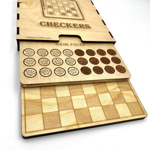 Laser Cut Checkers Game Board With Case & Sleeve | SVG DXF Ai Files ...