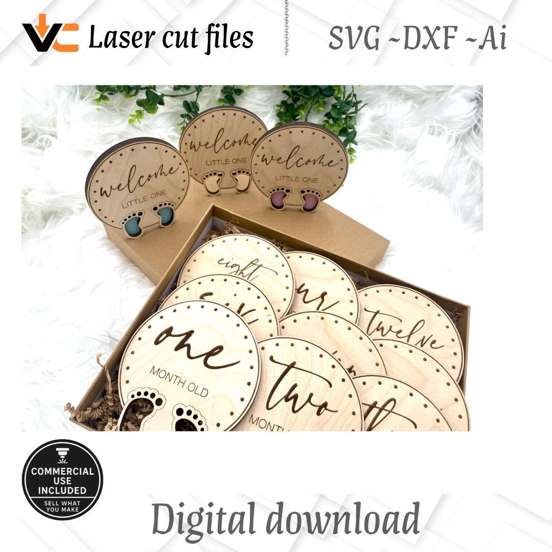 Baby Feet SVG File for Laser Cutting – Newborn Milestone Sign, Nursery ...