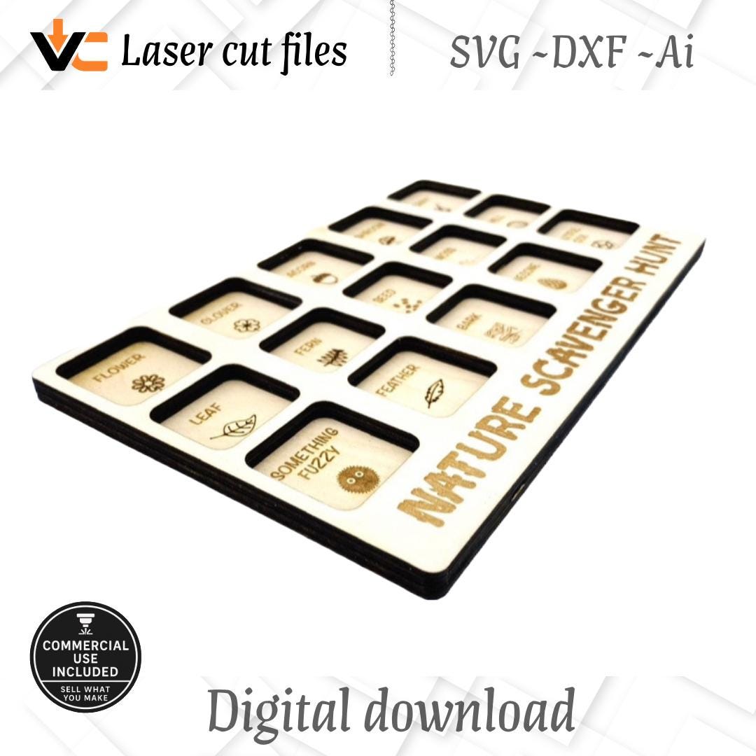 Nature Scavenger Hunt SVG – Laser Cut Game Board for Kids – Outdoor ...