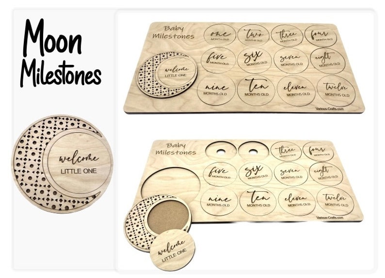 Digital SVG AI DXF Files Laser Engraving Rattan Moon Milestones Set ...