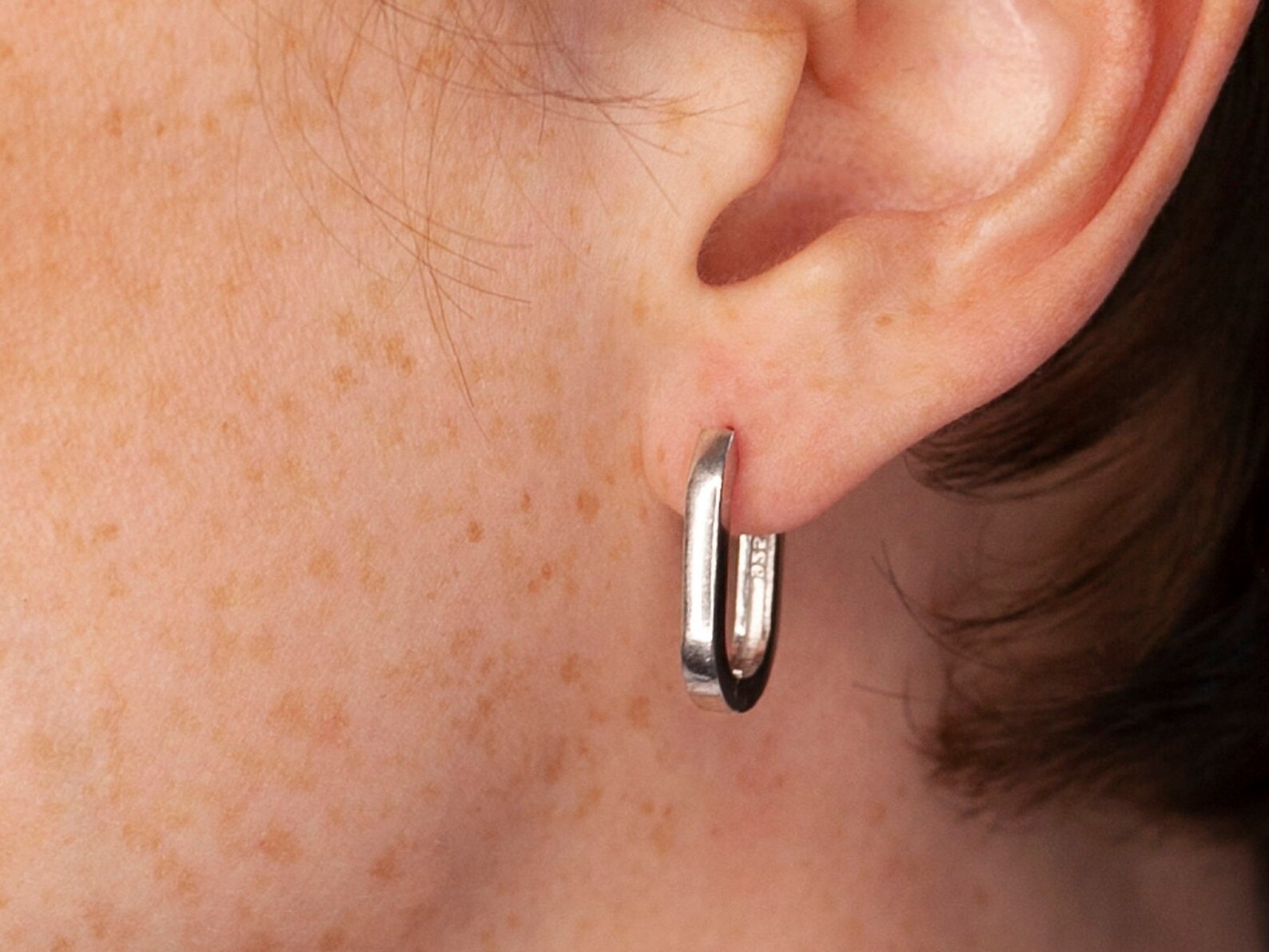 28mm Huggie Hoop Earrings, Rectangle Huggies, Rectangle Hoop Earrings ...