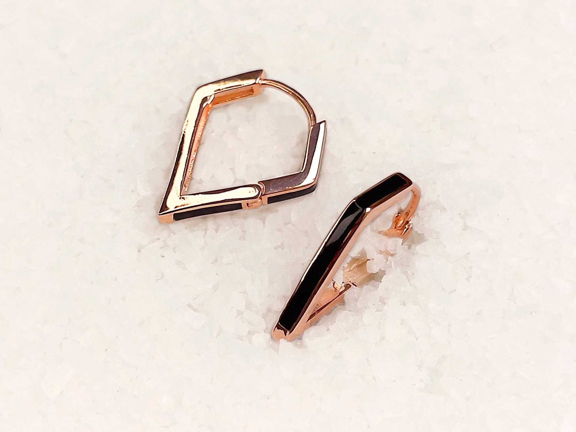 White Enamel Hoop Gold White Angular Hoop Earrings Enamel - Etsy