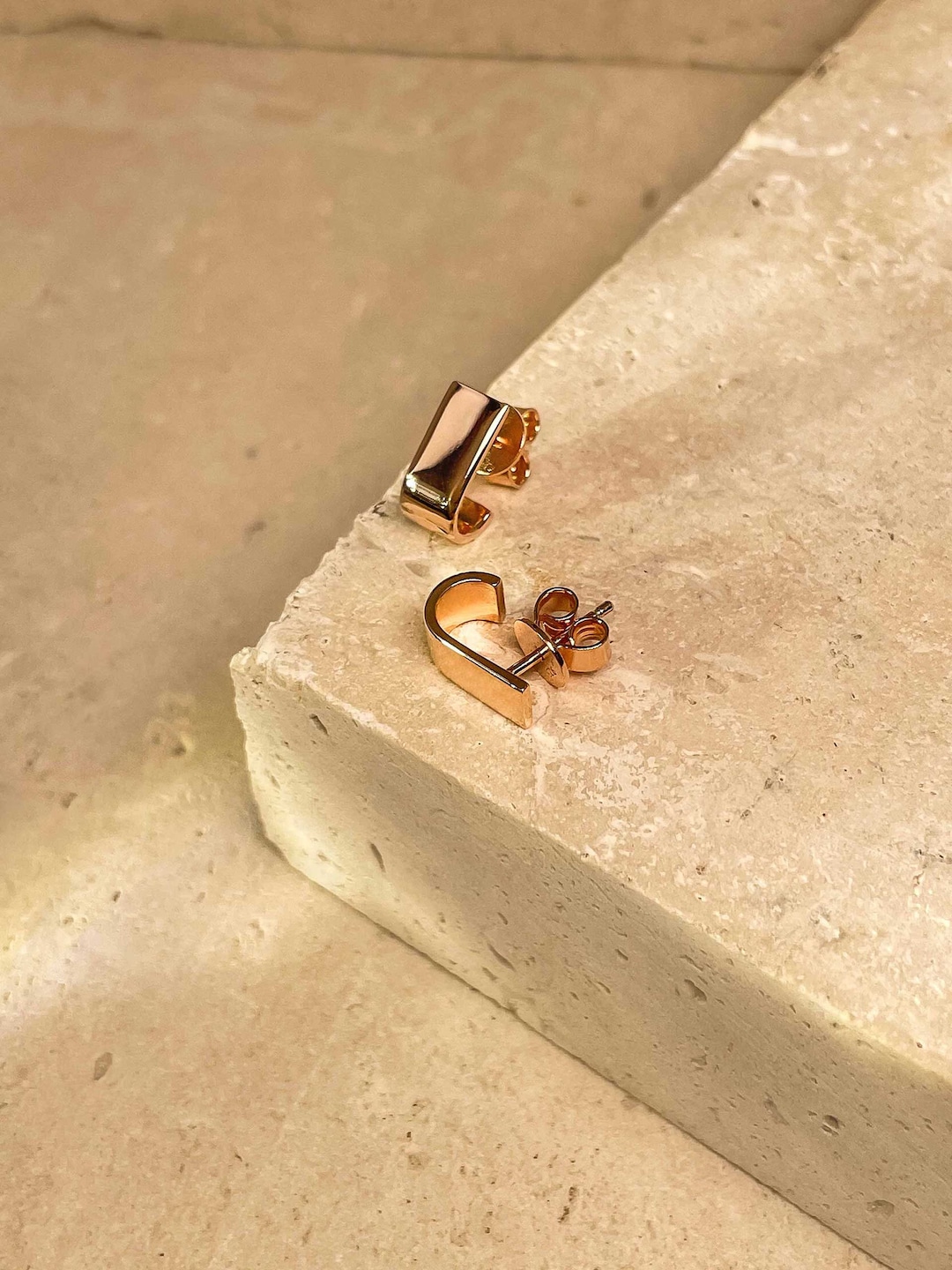 Rose Gold J-studs Gold Bar Earrings Gold Bar Stud Earrings - Etsy