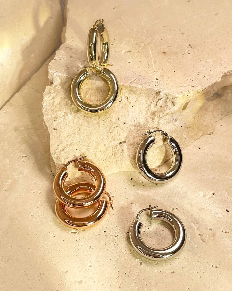 Gold 5mm Tube Hoops Chunky Gold 25mm Tube Hoop Earrings - Etsy