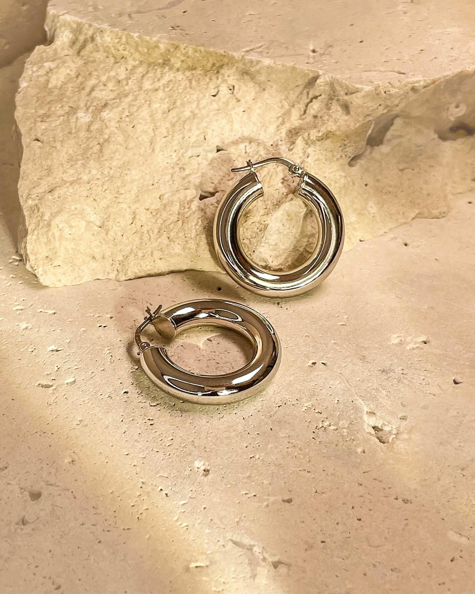 Gold 5mm Tube Hoops Chunky Gold 25mm Tube Hoop Earrings - Etsy