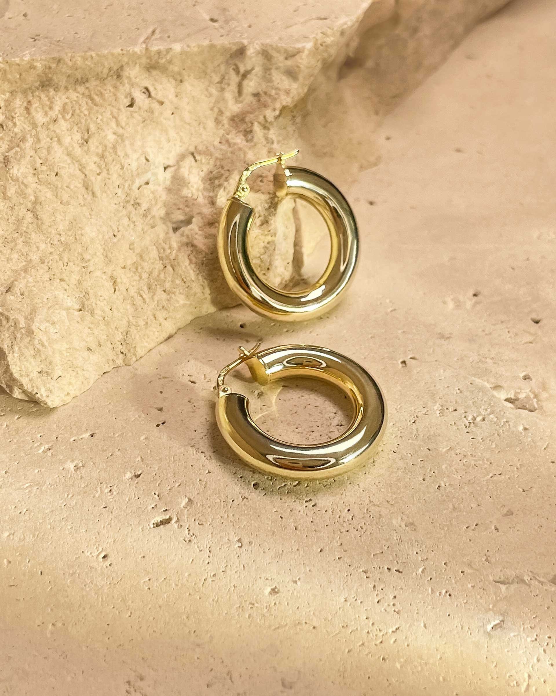 Gold 5mm Tube Hoops Chunky Gold 25mm Tube Hoop Earrings - Etsy