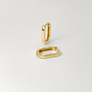 28mm Huggie Hoop Earrings, Rectangle Huggies, Rectangle Hoop Earrings Gold, Thick Square Hoop ...