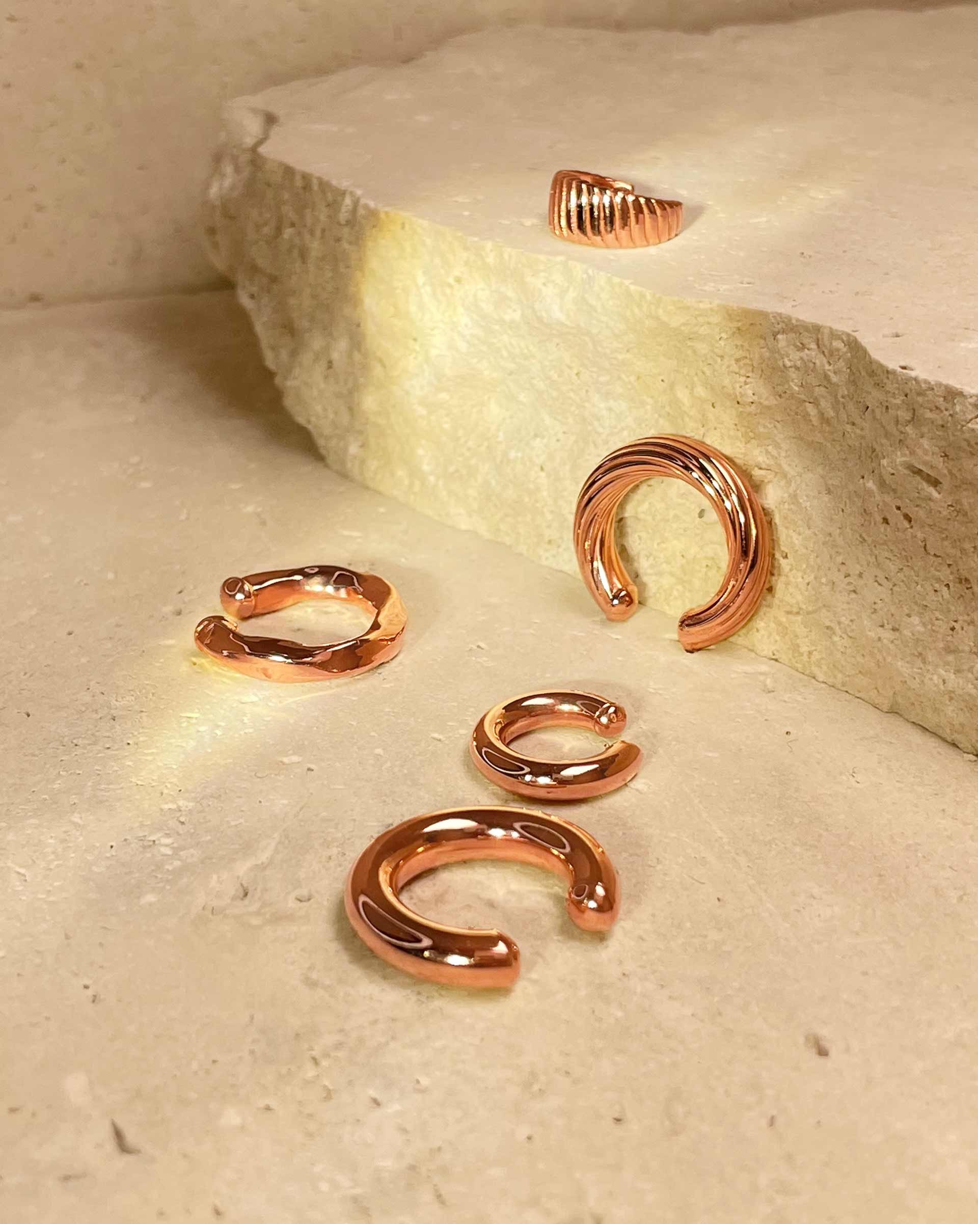 Rose Gold Ear Cuff, Stackable Chunky Tragus Ear Cuff, Conch Earring ...