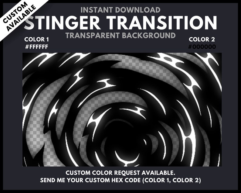 CUSTOM Available Black and White Stinger Transitions for Twitch Liquid ...