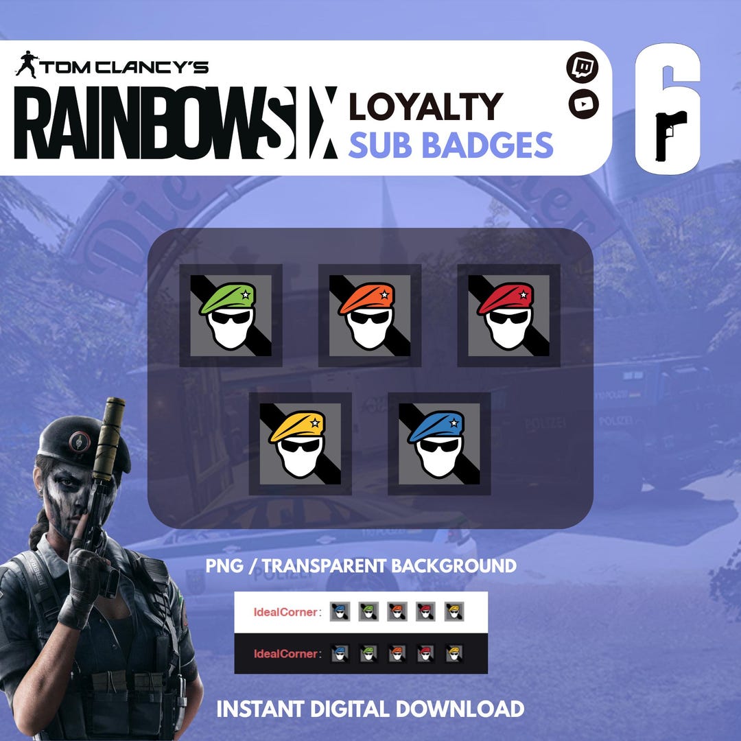 Rainbow Six Siege Recruiter Badges - Twitch Sub Badges - R6S Operator ...