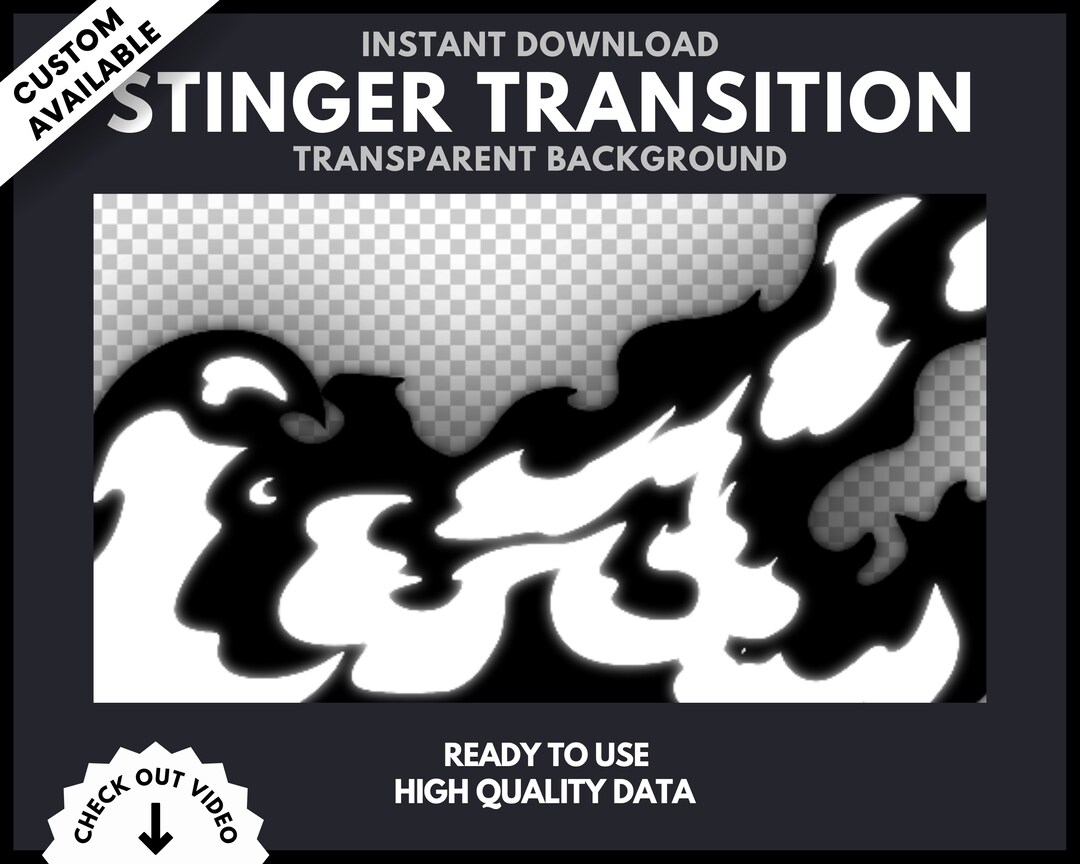 CUSTOM Available | Black and White Stinger Transitions for Twitch ...