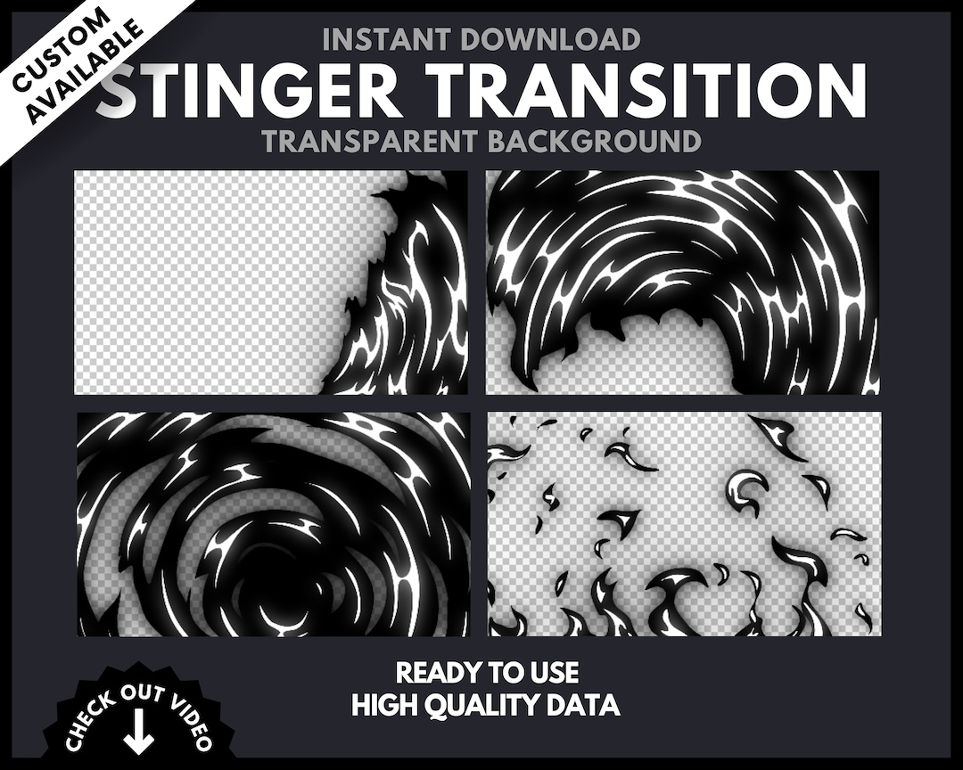 CUSTOM Available Black and White Stinger Transitions for Twitch Liquid ...