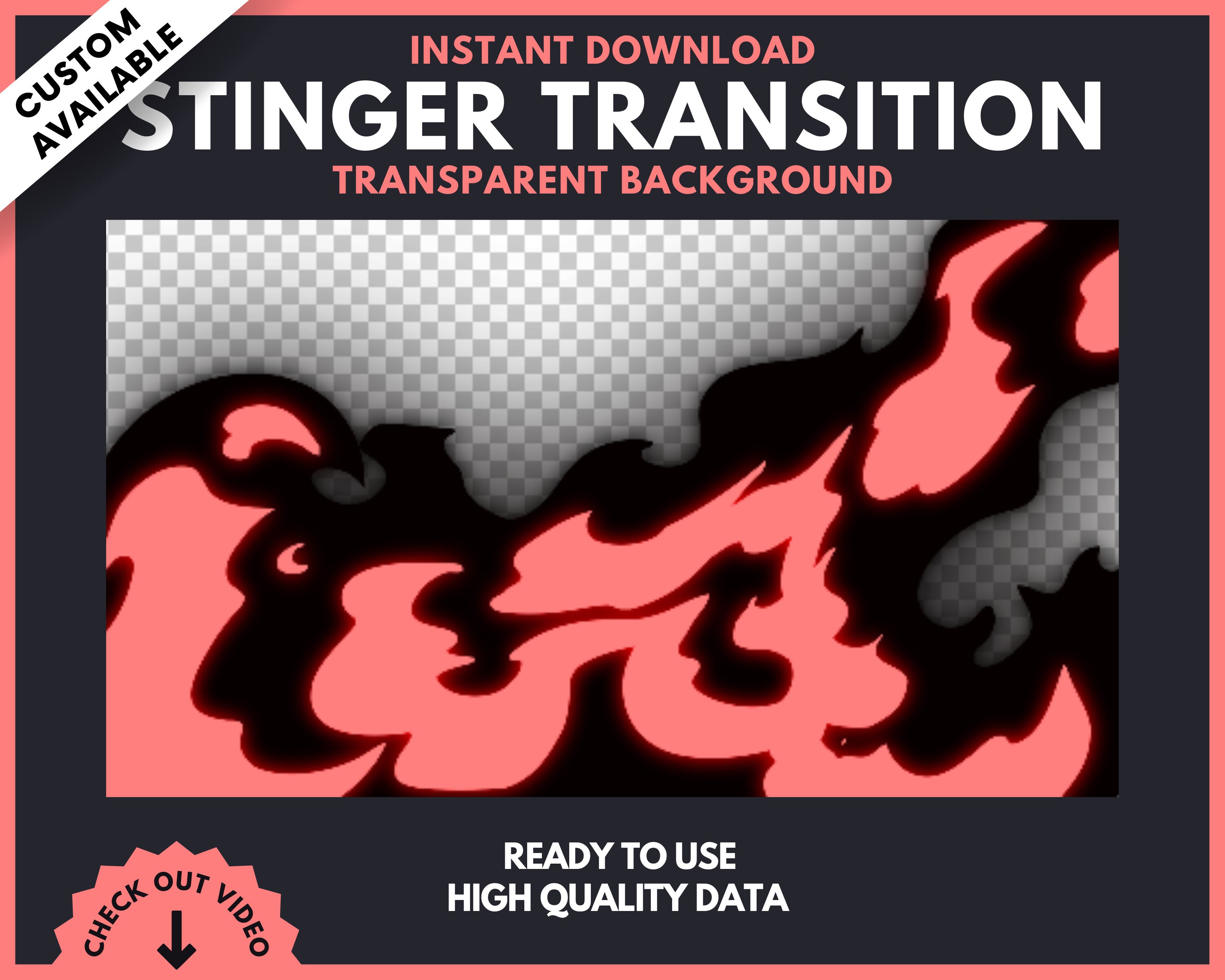 CUSTOM Available | Black and Red Stinger Transitions for Twitch ...