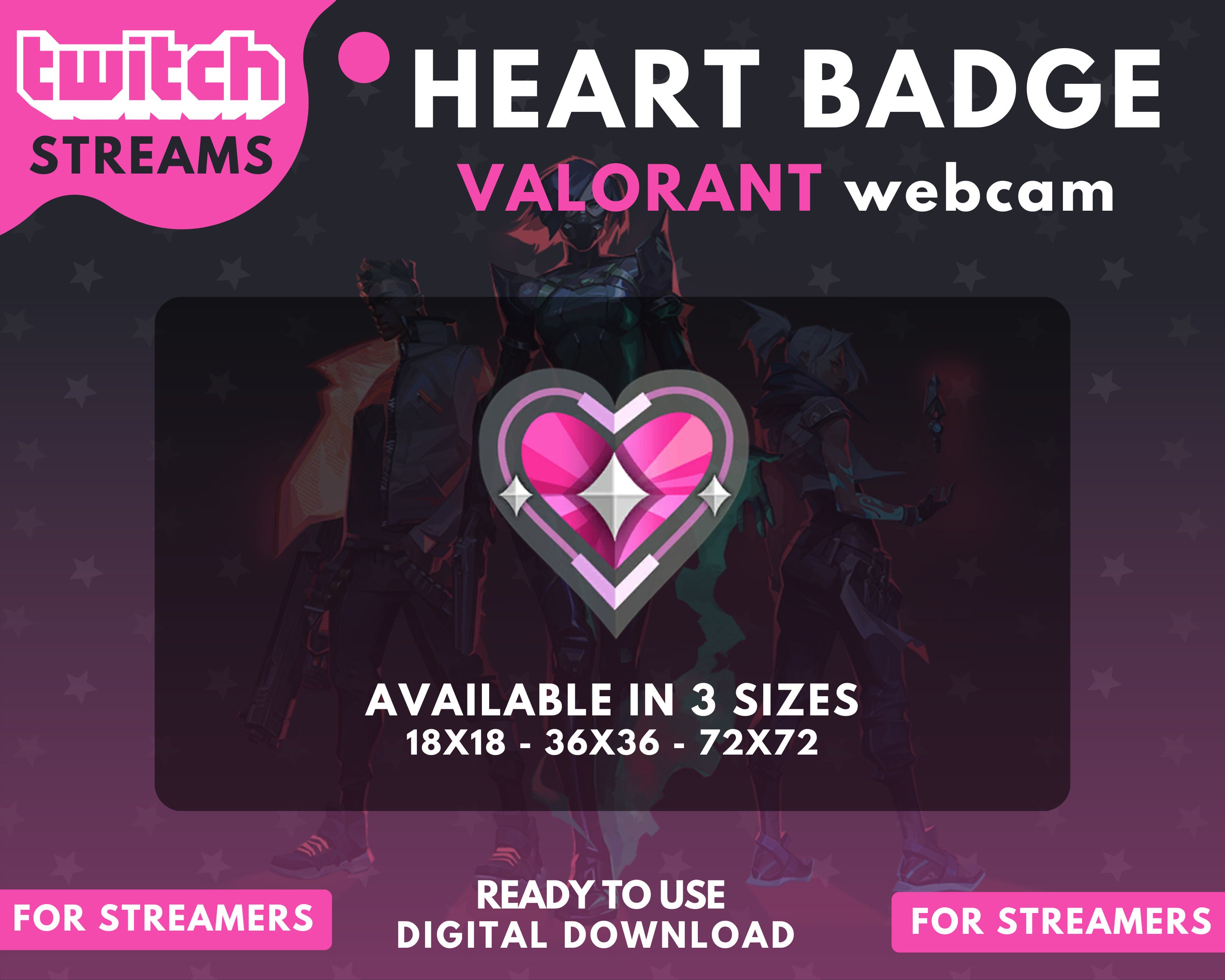 Valorant Heart Rank ONLY Badge | Instant Download - Cheer Bit Badges ...