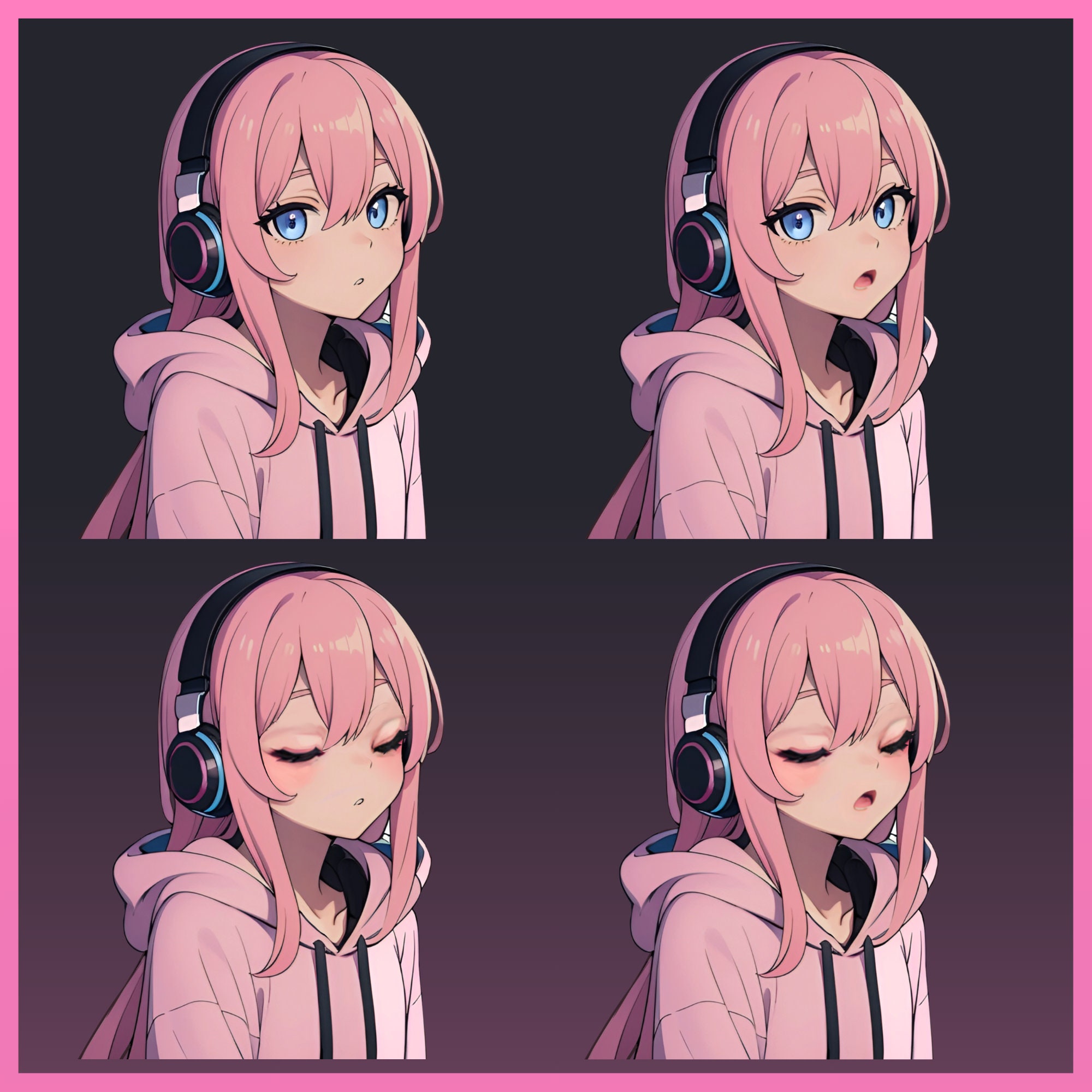 Pngtuber Pink Hair Gamer Girl | Half Body Pngtuber - Twitch Streaming ...