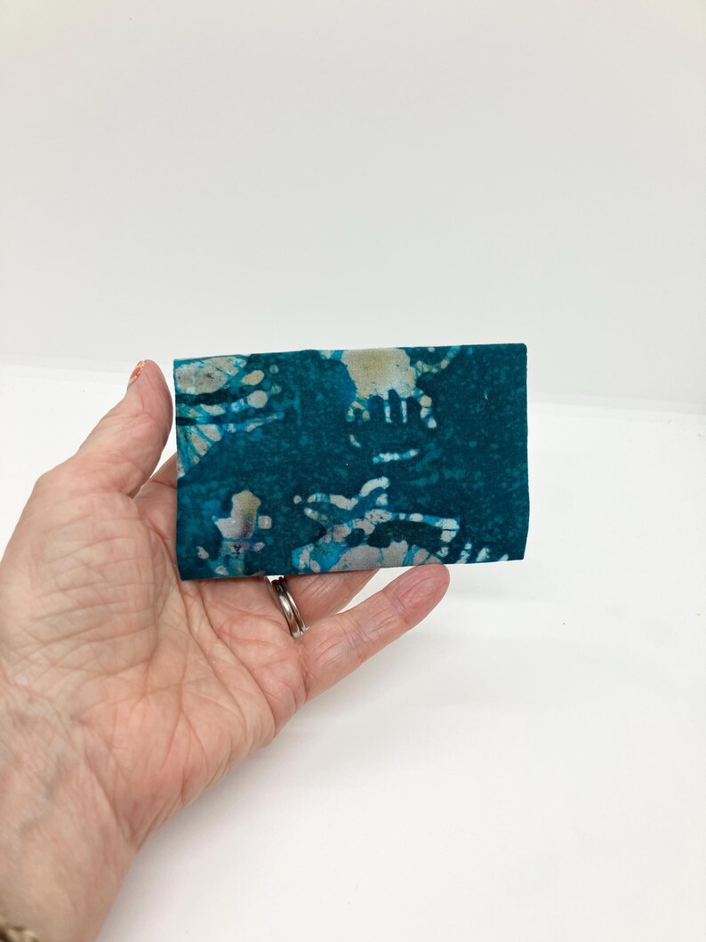 Blue Green Batik Mini Card Wallet, Artisan Made With Upcycled Cotton ...