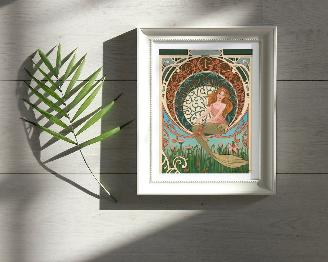 Alphonse Mucha Art Nouveau Mermaid Digital Artwork Illustration - Etsy