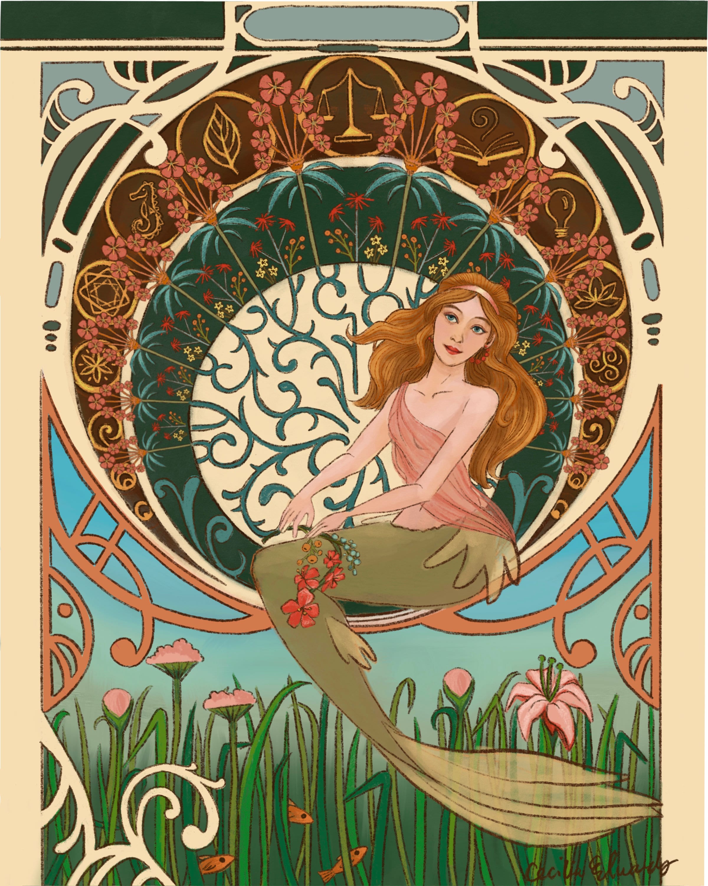 Alphonse Mucha Art Nouveau Mermaid Digital Artwork Illustration - Etsy