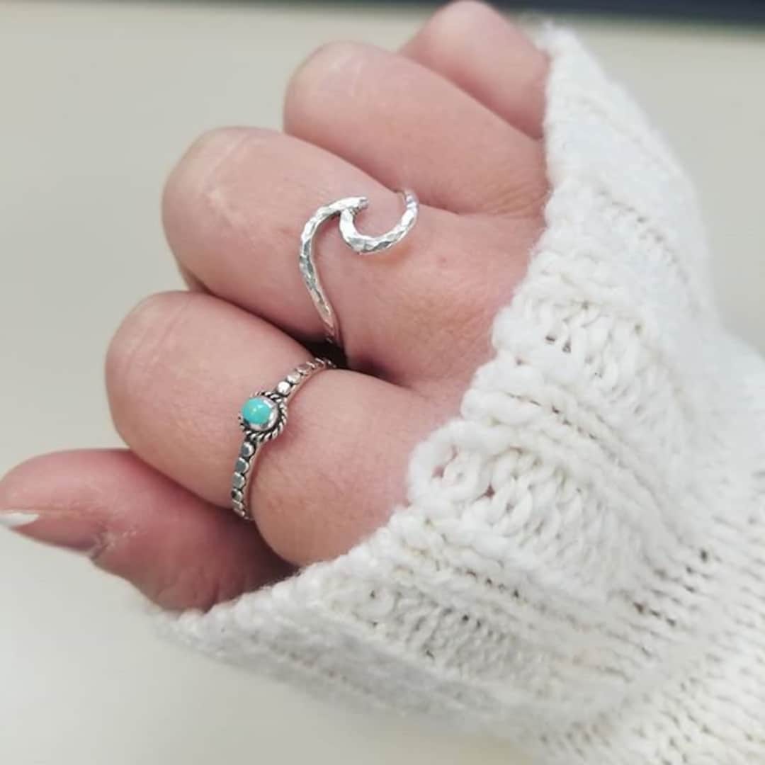 Hand Made Large Wave Ring - Unique Wave Ring - Sterling Silver Wave ...