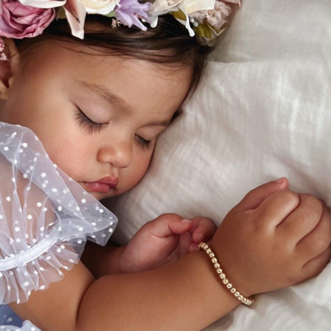 Beaded Baby Bracelet - 14K Gold Filled Baby Bracelet - Children's ...