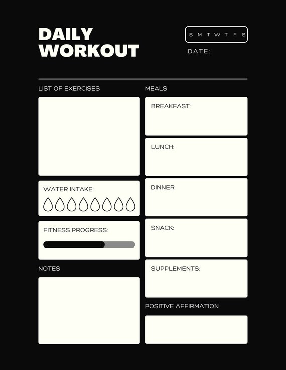 Minimalistic Workout Planner Printable Digital Fitness - Etsy