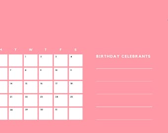PRINTABLE Birthday Monthly Calendar, Kids Boho Cute Birthday Monthly ...
