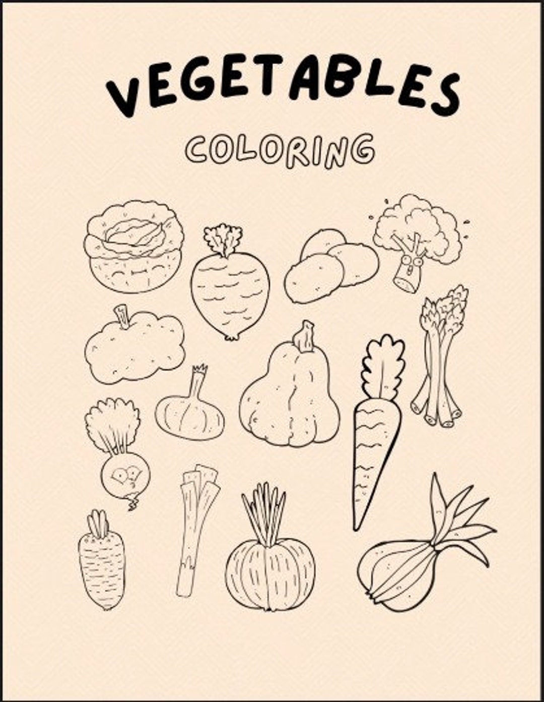 Vegetable Coloring Pages, Vegetable Coloring Book for Kids, Boys, Girls ...