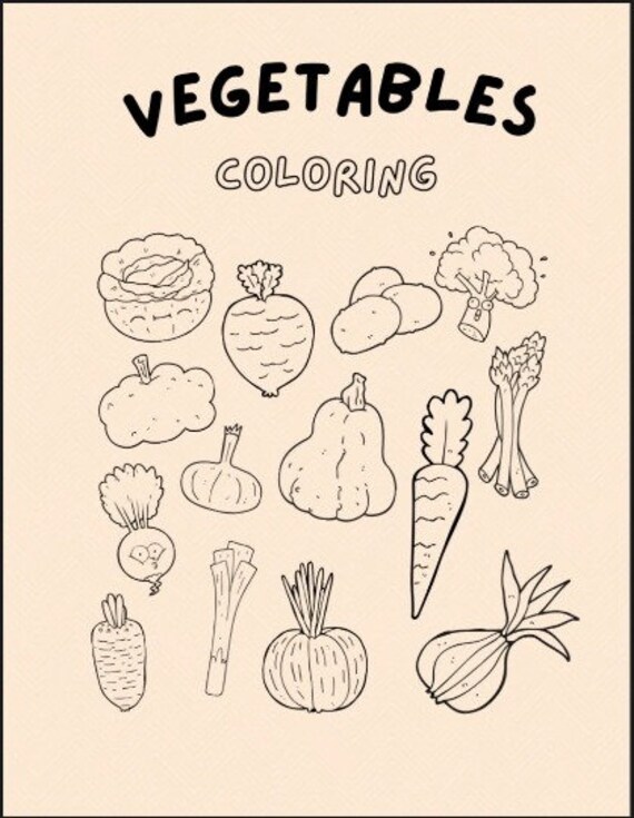 Vegetable Coloring Pages Vegetable Coloring Book for Kids - Etsy