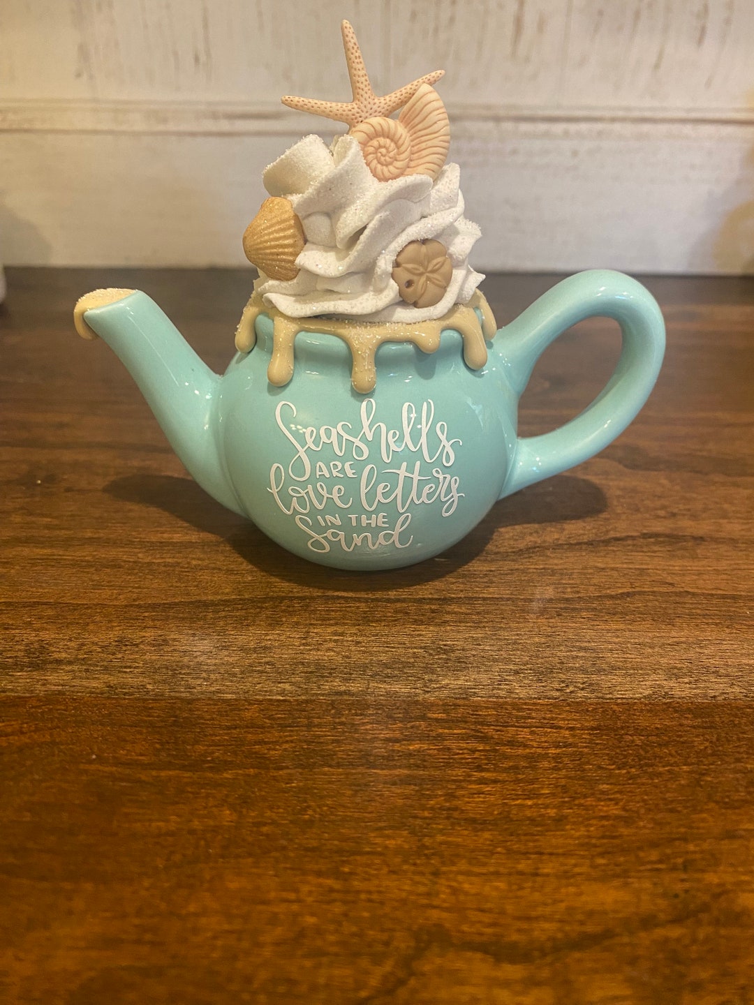 Mini Beach Teapot, Summer/beach Tiered Tray Decor, Seashells, Summer ...