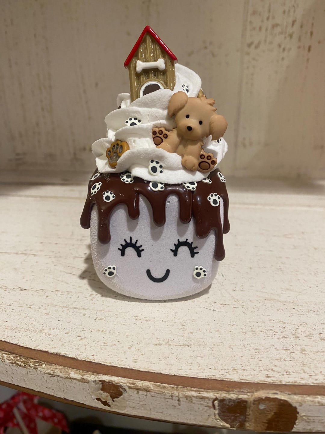 New***faux Puppy Dog Marshmallow Buddy, Tiered Tray Decor, Faux Drink ...