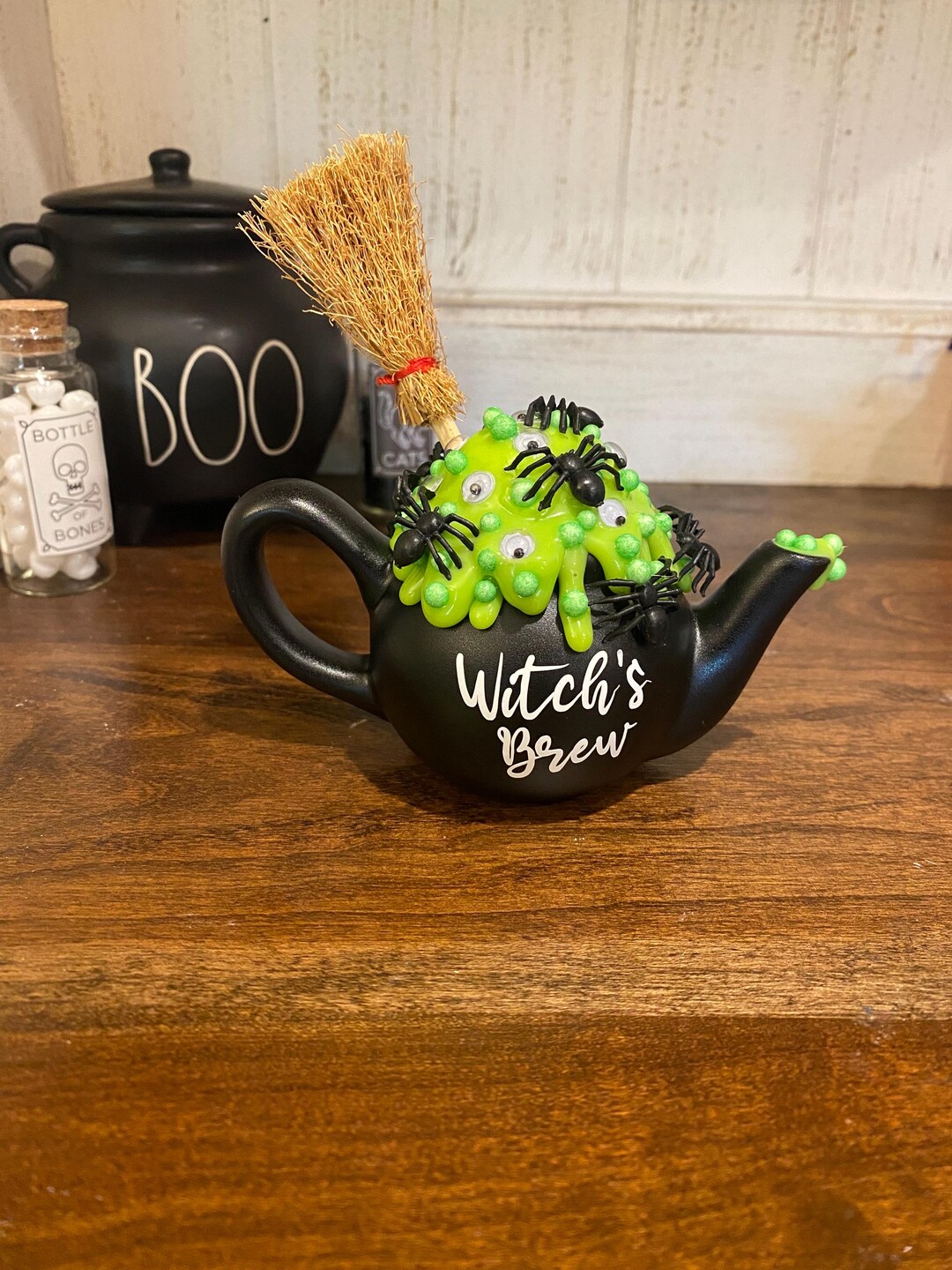 Witch’s Brew, Halloween Tiered Tray, Bubbling Witch’s Teapot, Mini ...
